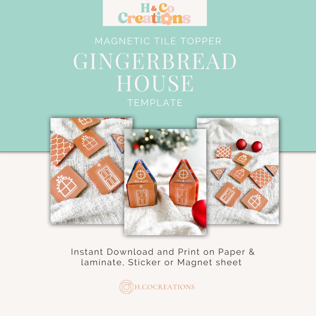 Gingerbread House Magnetic Tile Topper or Stickers- Instant Download ...