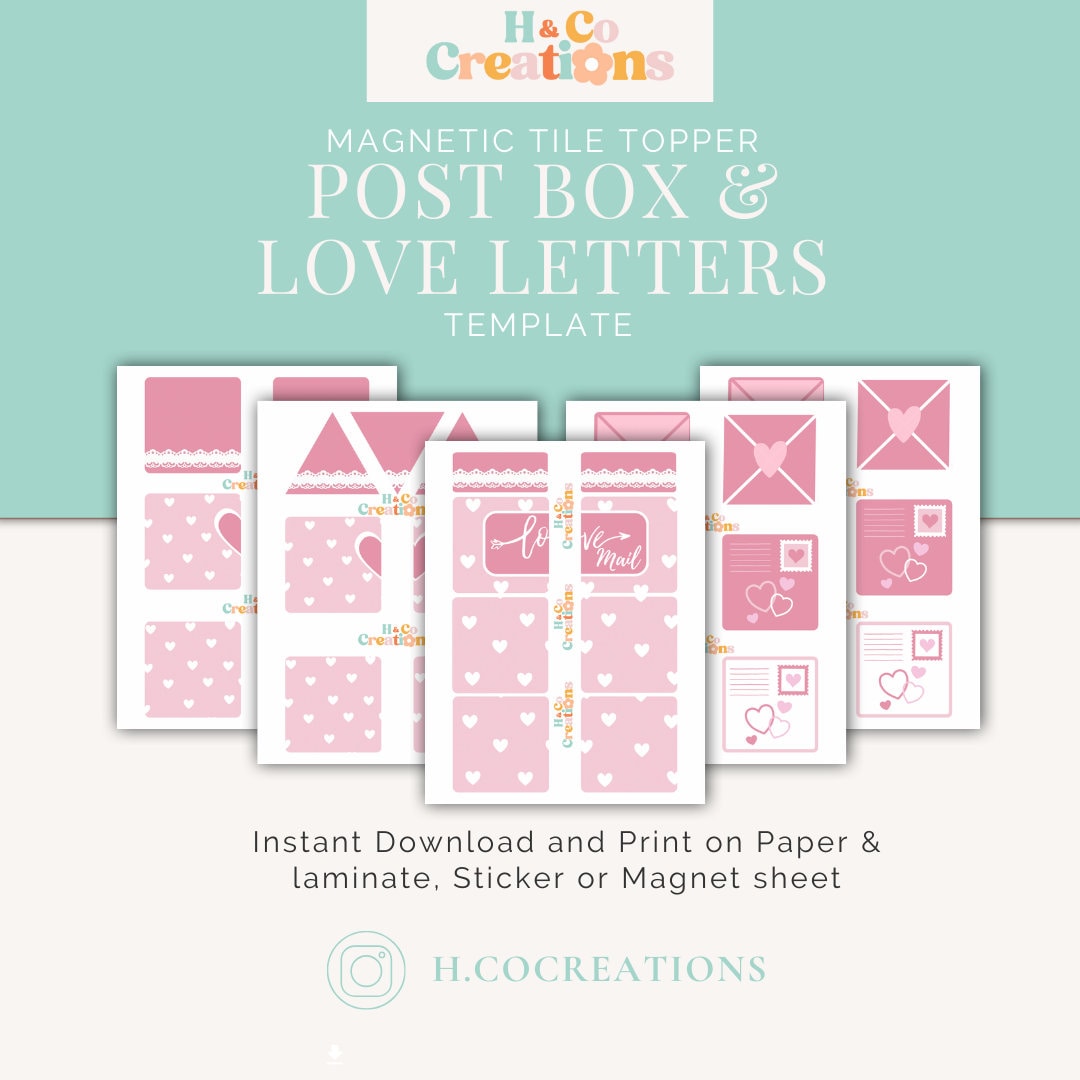 Valentines Day Mail Box and Love Letters PRINTABLE Digital Magnetic ...