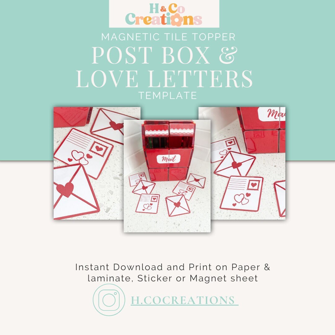 Valentines Day Mail Box and Love Letters PRINTABLE Digital Magnetic ...