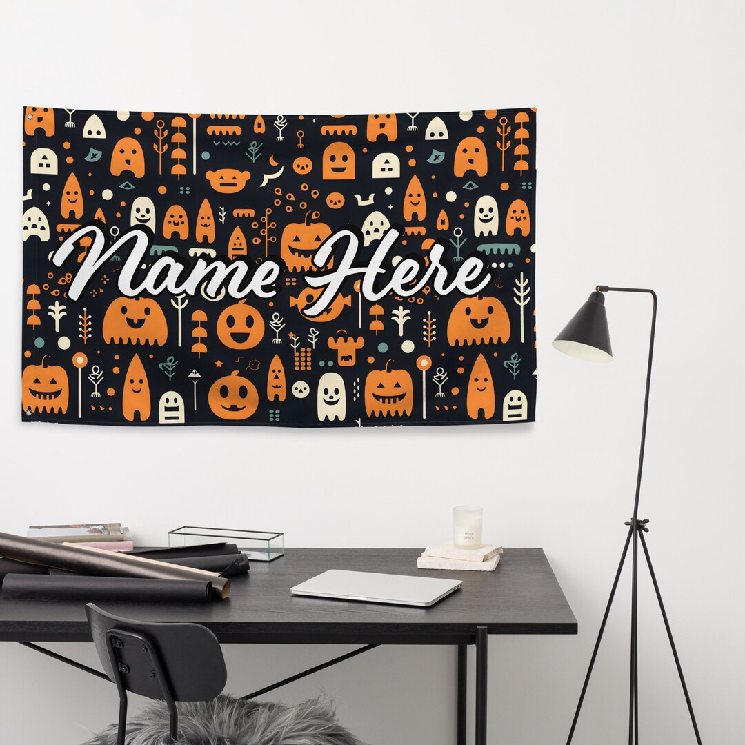 Custom Name Kawaii Goth Flag, Personalized Spooky Banner, Customized ...