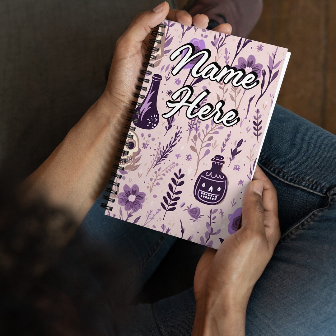 Custom Name Kawaii Goth Notebook, Personalized Spooky Notebook ...