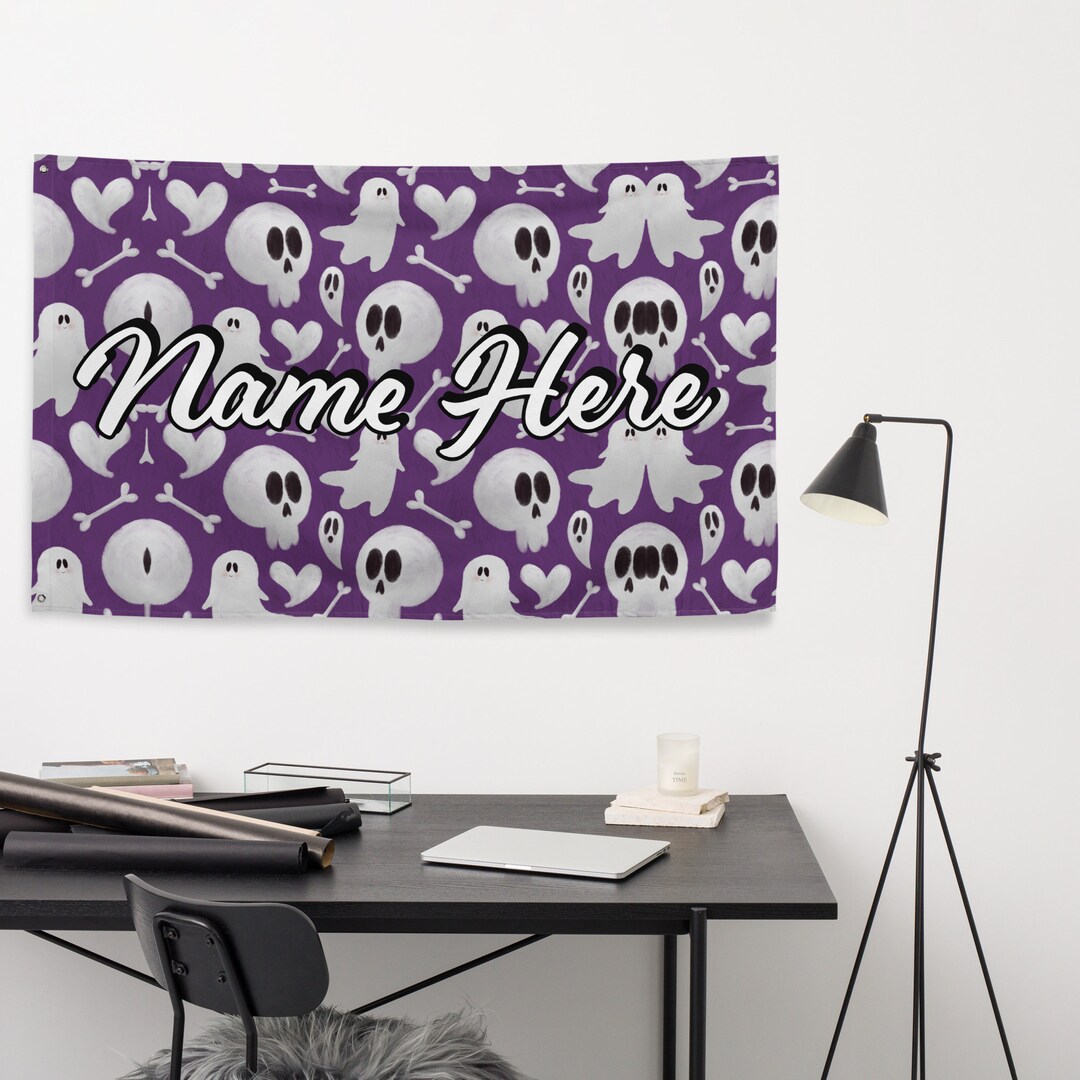 Custom Name Kawaii Goth Flag, Personalized Spooky Banner, Customized ...