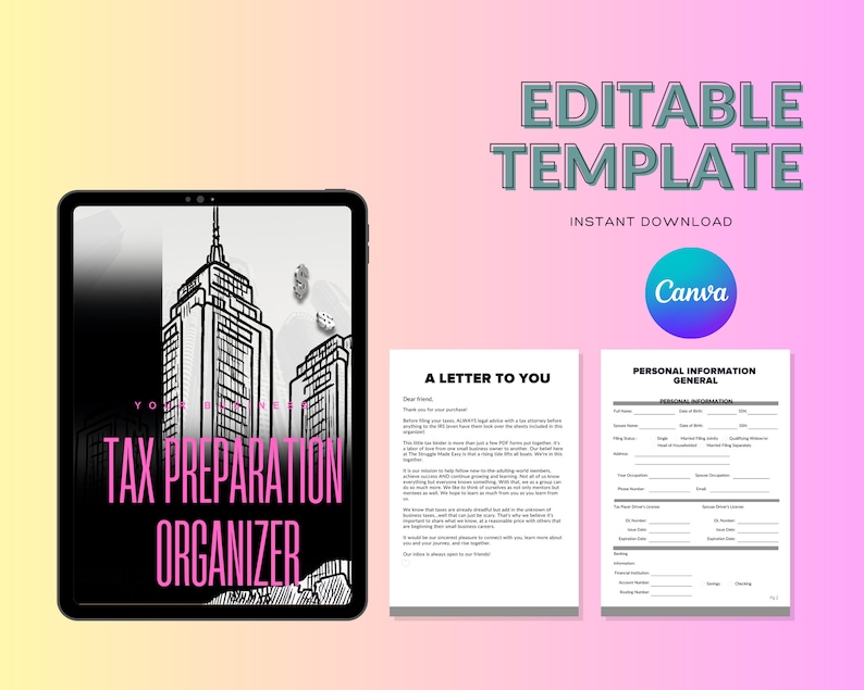 Business Tax Organizer: Deduction & Expense Tracker (digital Download ...