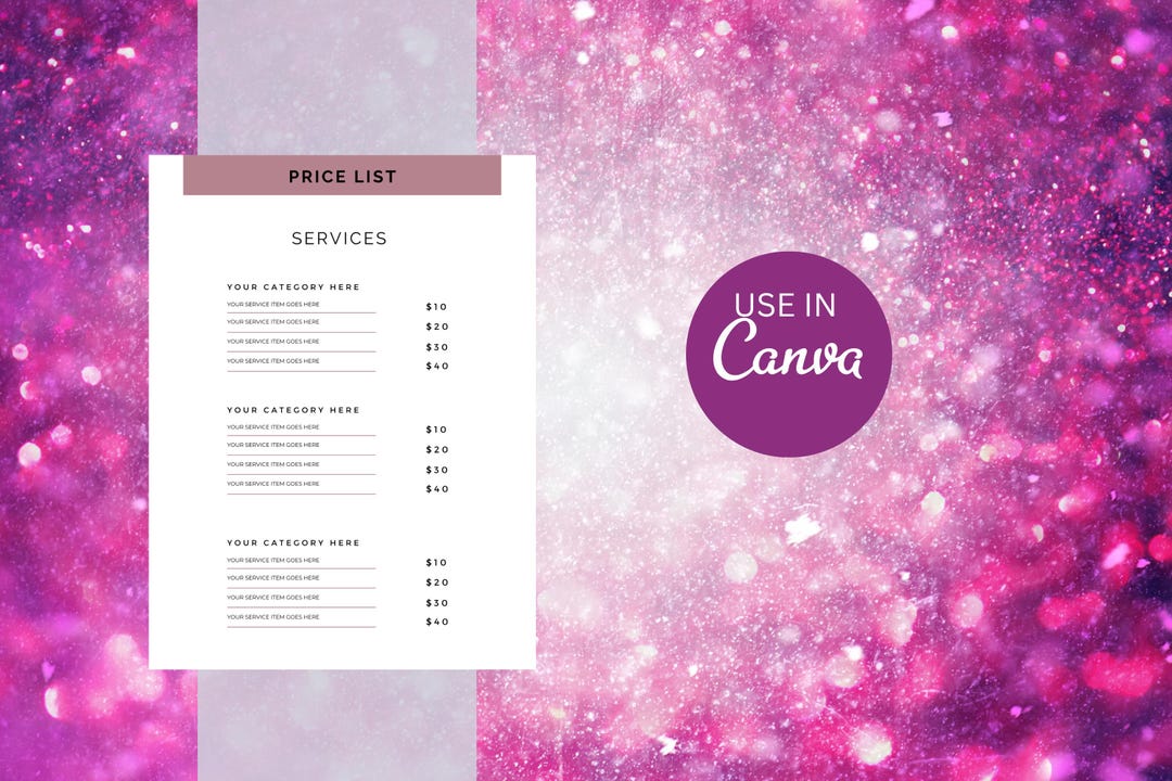 Minimalist Price List Editable Canva Template | Modern Pricing Guide ...