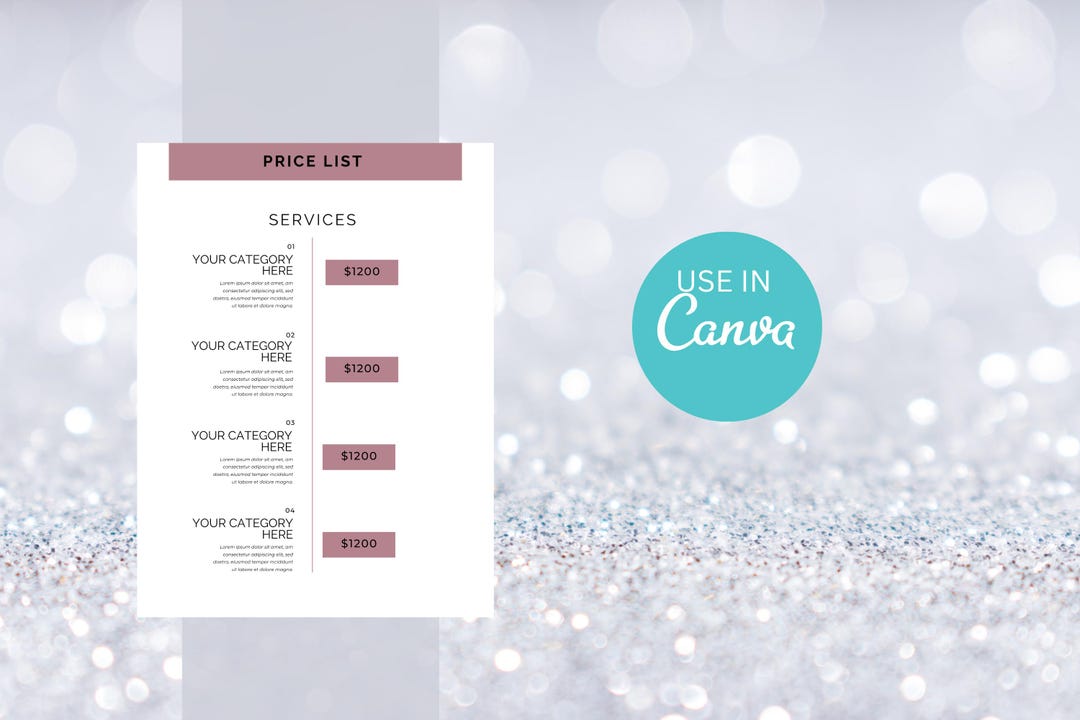 Minimalist Price List Editable Canva Template | Modern Pricing Guide ...