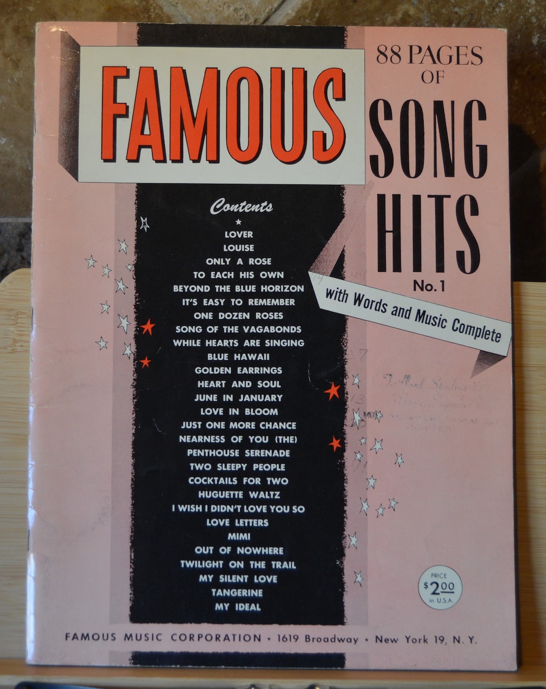 1954~88 Pages of Famous Hit Song Hits~12" X 9"~88 Pages~great Music~one ...
