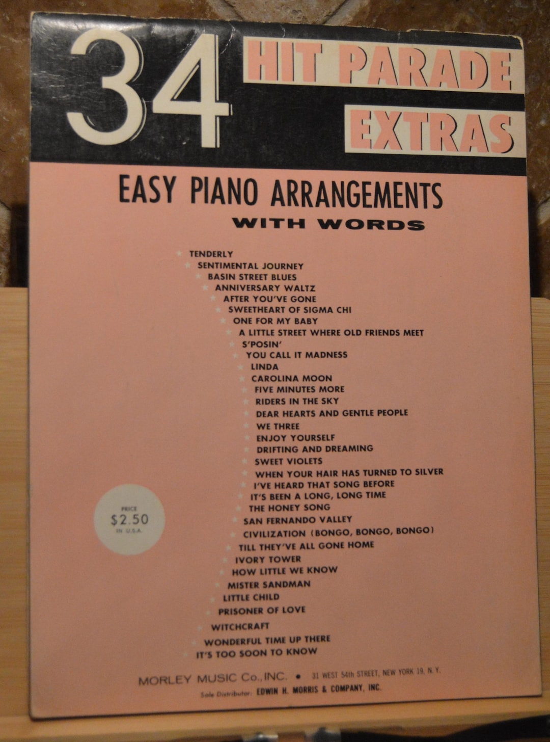 34 Hit Parade Extras~easy Piano Arrangements With Words~morley Music Co ...
