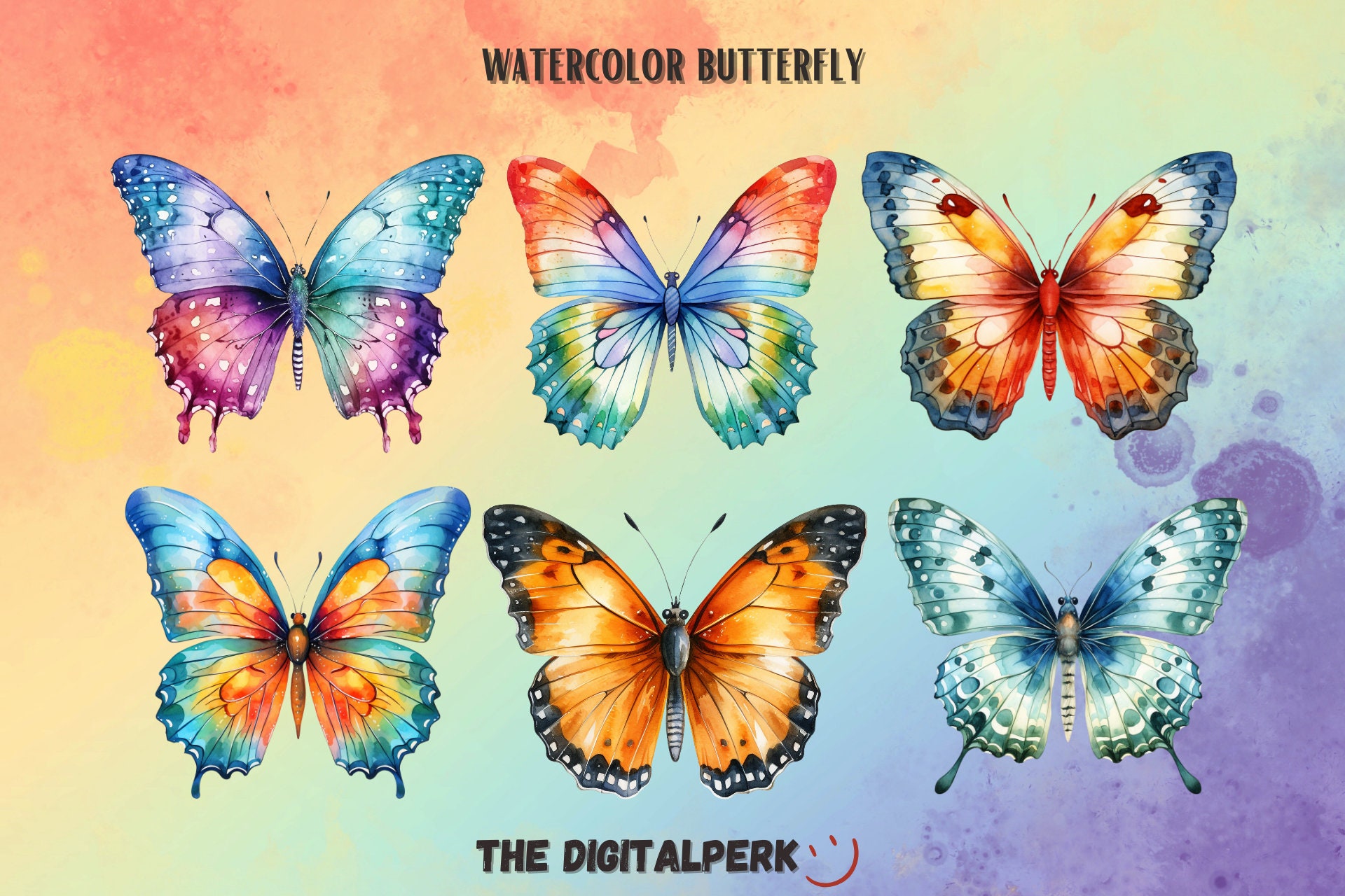 Watercolor Butterfly Clipart - for Commercial Use and Others - 15 PNG ...