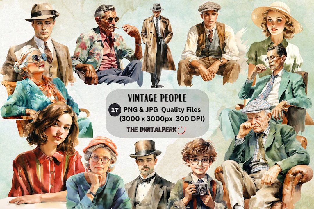 Watercolor Vintage People Clipart - for Commercial Use and Others - 17 ...
