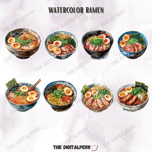 Watercolor Ramen Clipart, Miso, Shoyu, Spicy Soup, and More! - for ...