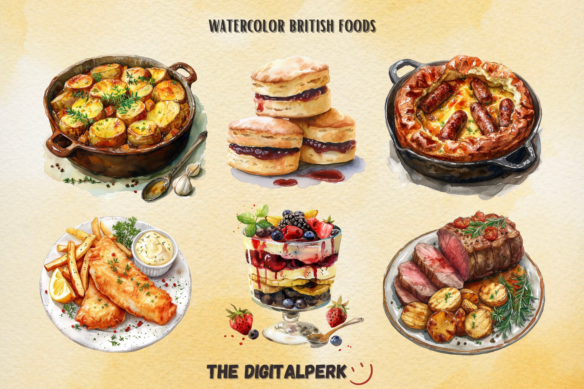 Watercolor British Foods Clipart - for Commercial Use and Others - 19 ...