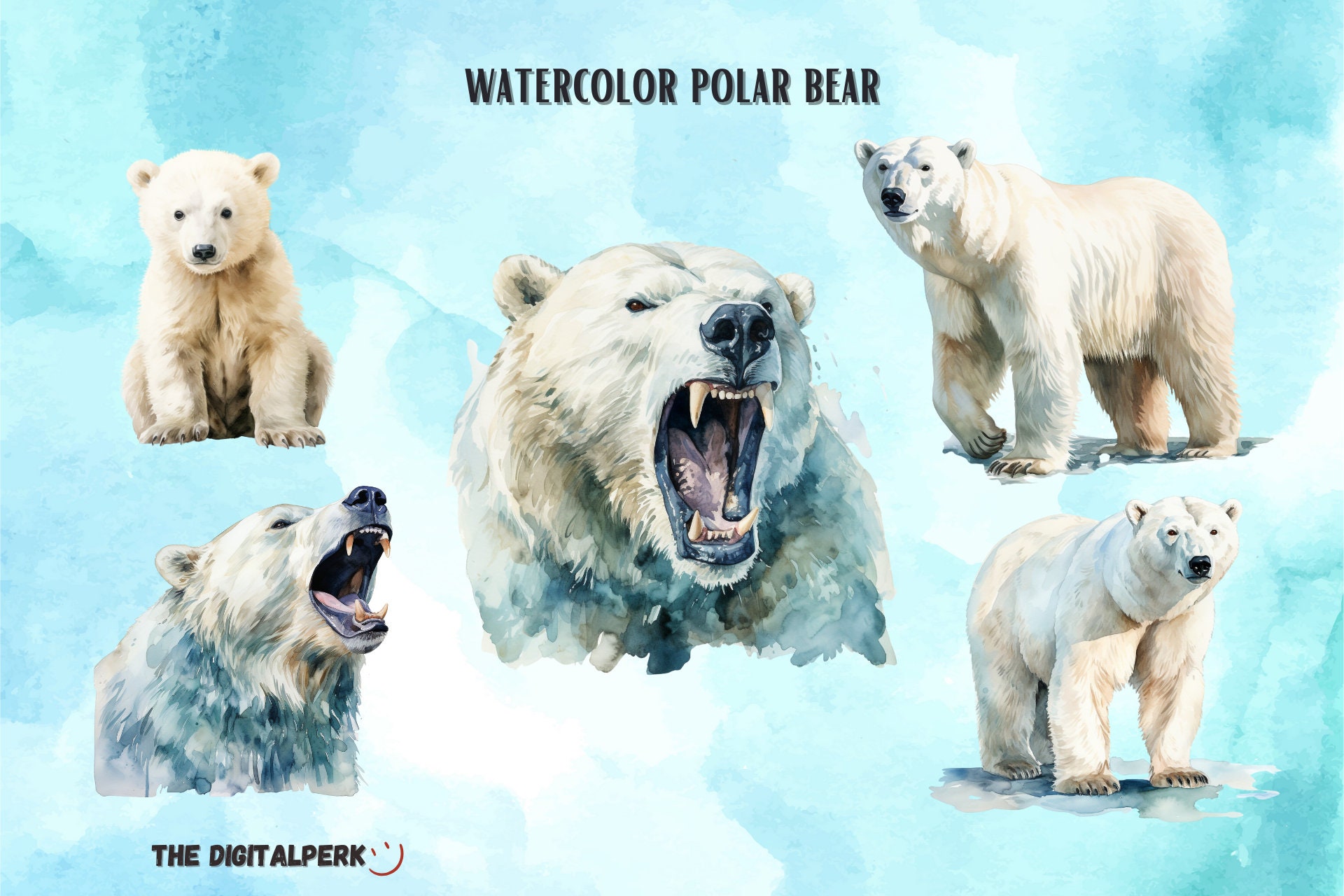 Watercolor Polar Bear Clipart - for Commercial Use and Others - PNG ...