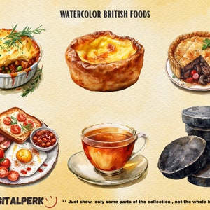 Watercolor British Foods Clipart - for Commercial Use and Others - 19 ...