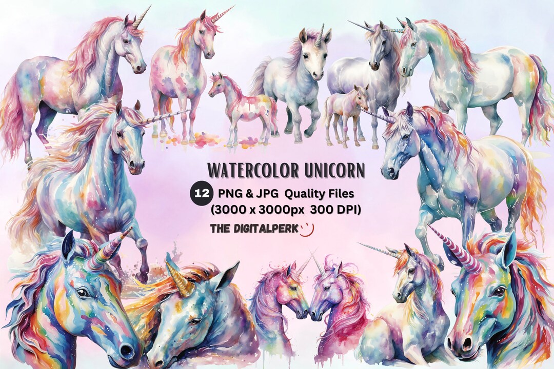 Watercolor Unicorn Clipart - for Commercial Use Anmd Others - PNG, JPG ...