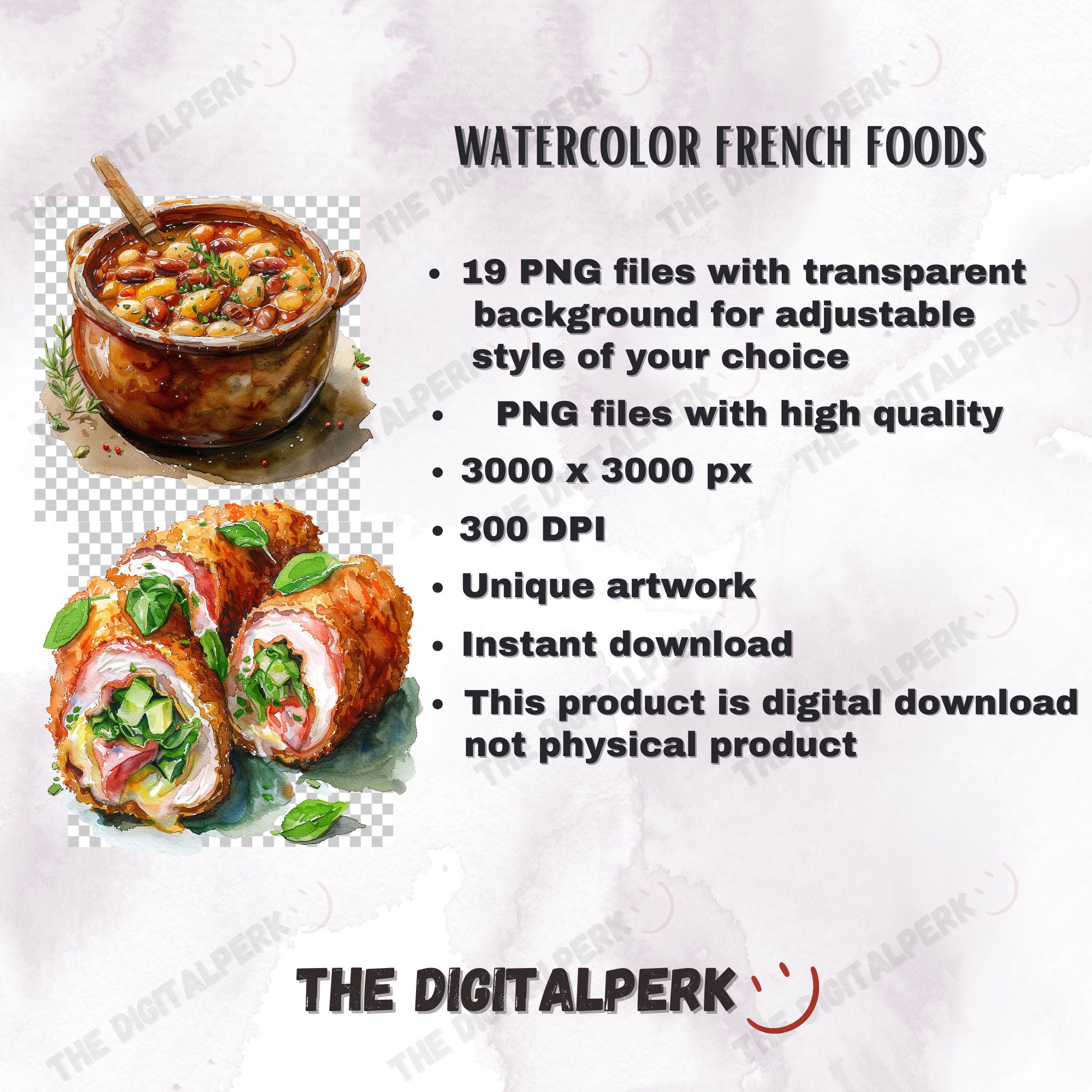 Watercolor French Foods Clipart Bundle - for Commercial Use and Others ...