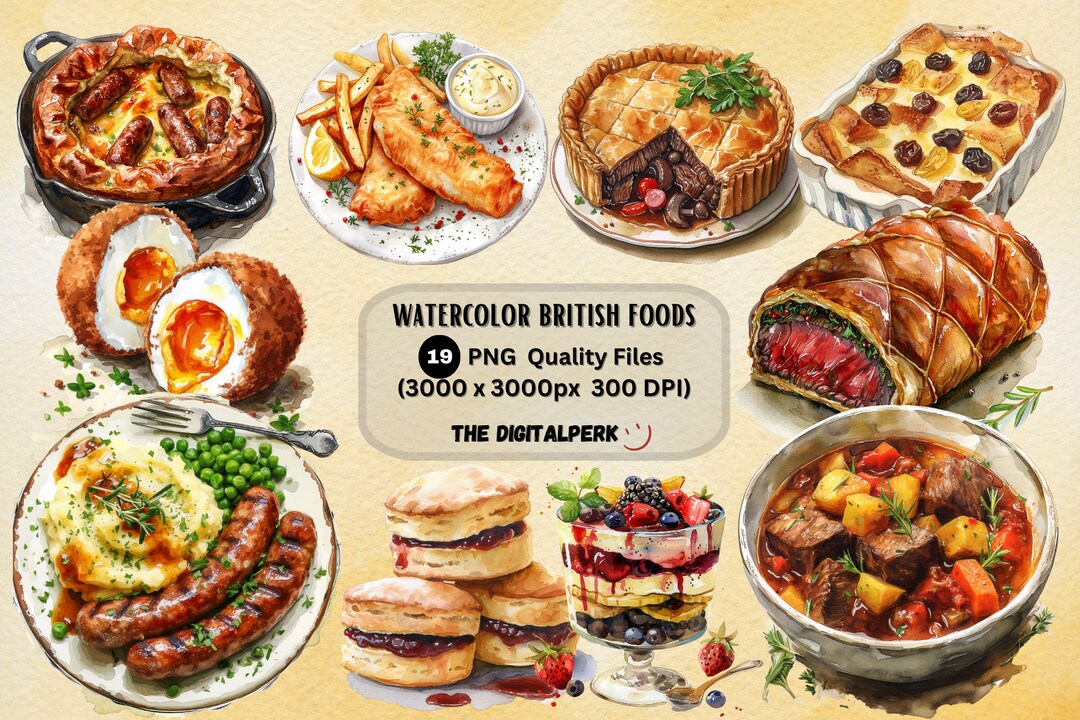 Watercolor British Foods Clipart - for Commercial Use and Others - 19 ...
