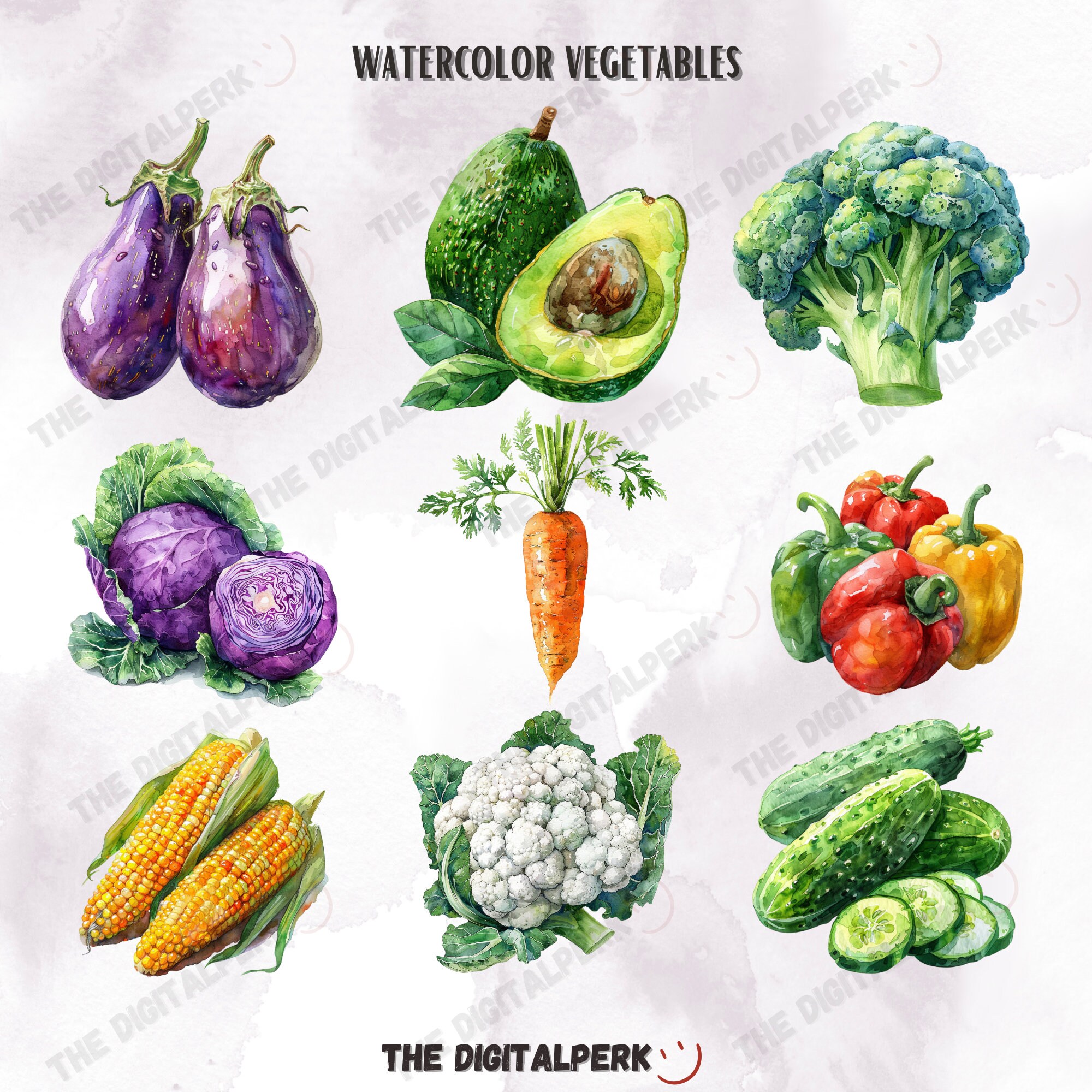 Watercolor Vegetables Clipart , Carrots, Juicy Tomatoes, and More ...