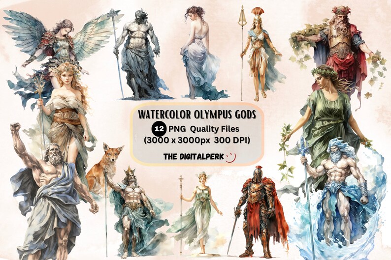 Watercolor Olympus Gods Clipart for Commercial Use and Others 12 PNG ...