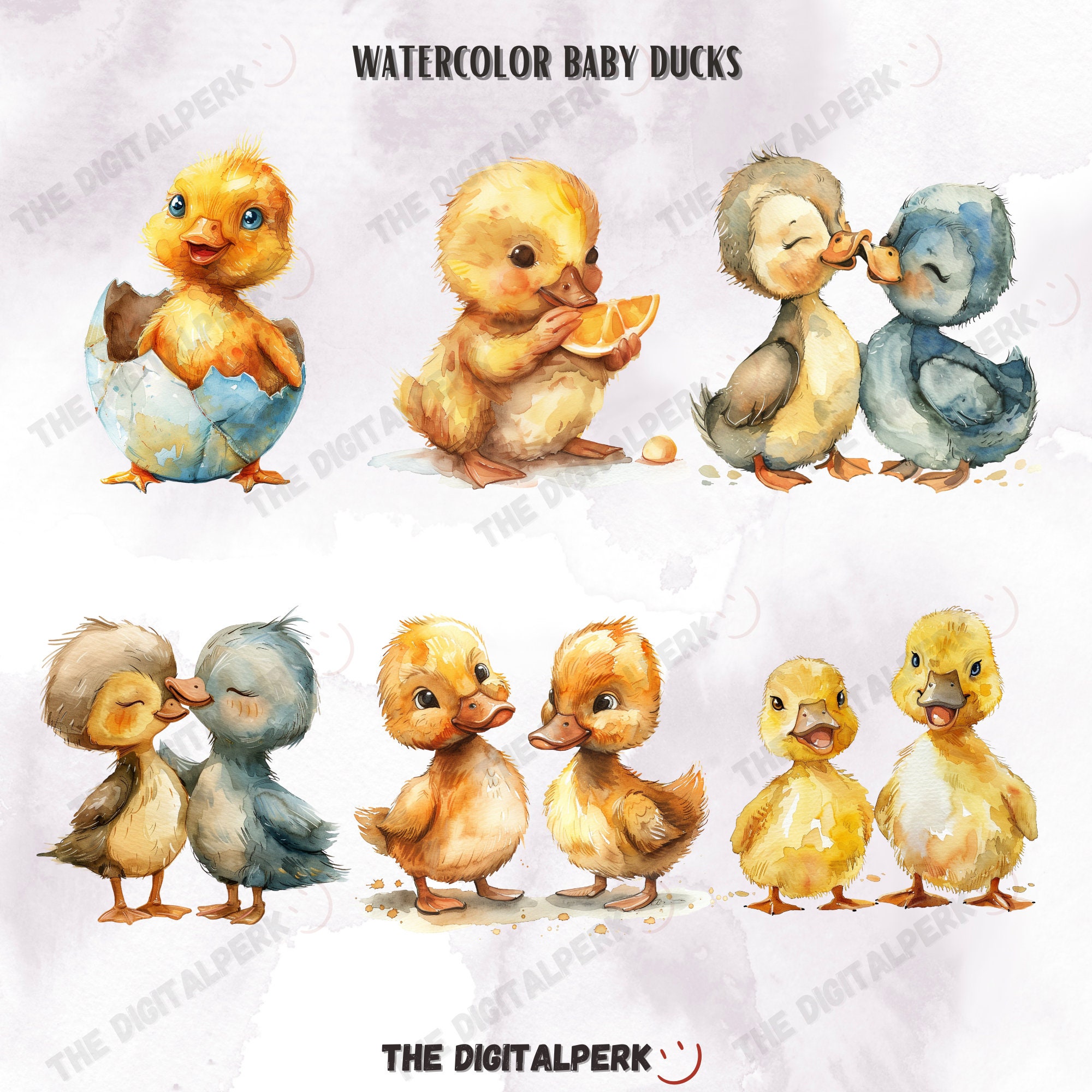 Watercolor Cute Baby Ducks Clipart - for Commercial Use and Others - 12 ...