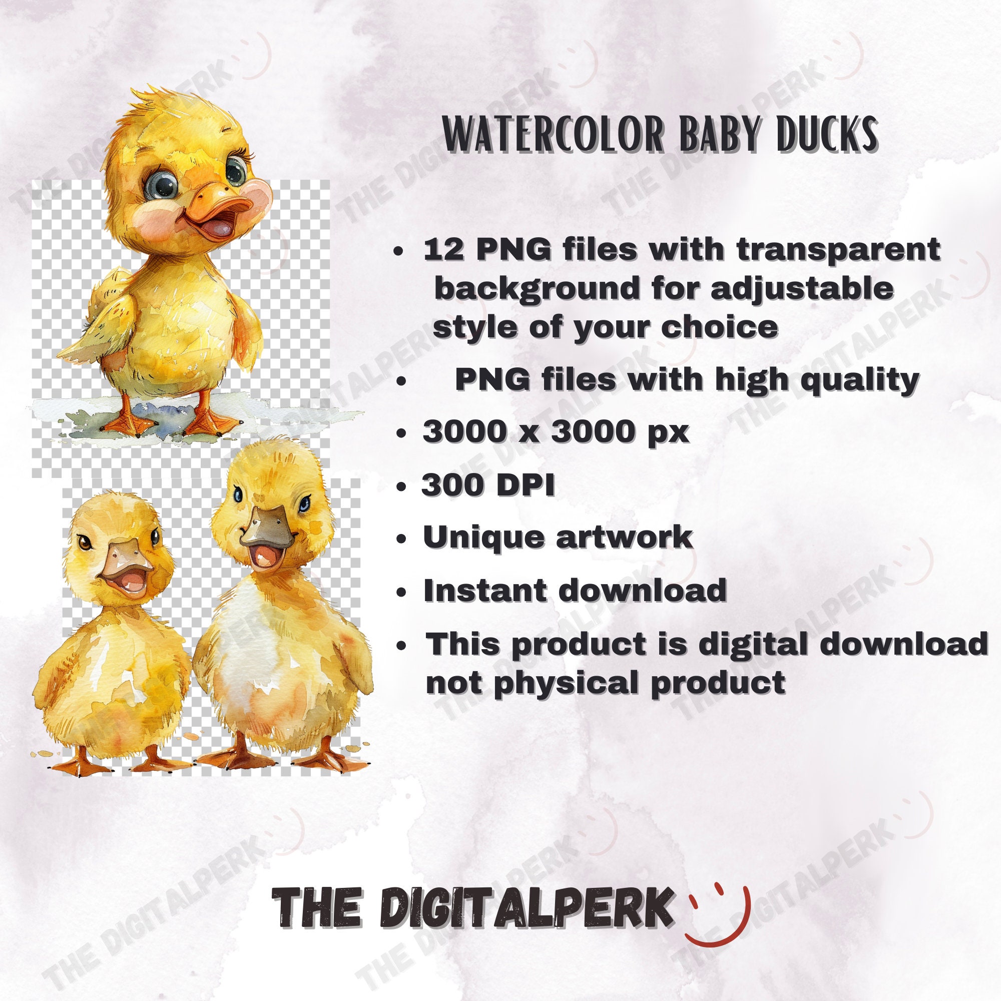 Watercolor Cute Baby Ducks Clipart for Commercial Use and Others 12 PNG ...