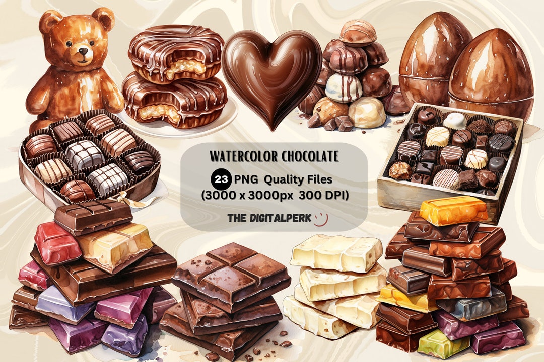 Watercolor Chocolate Clipart for Commercial Use and Others 23 PNG Files ...