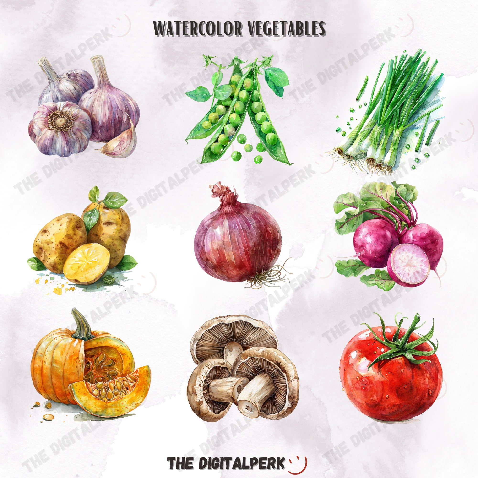 Watercolor Vegetables Clipart , Carrots, Juicy Tomatoes, and More ...