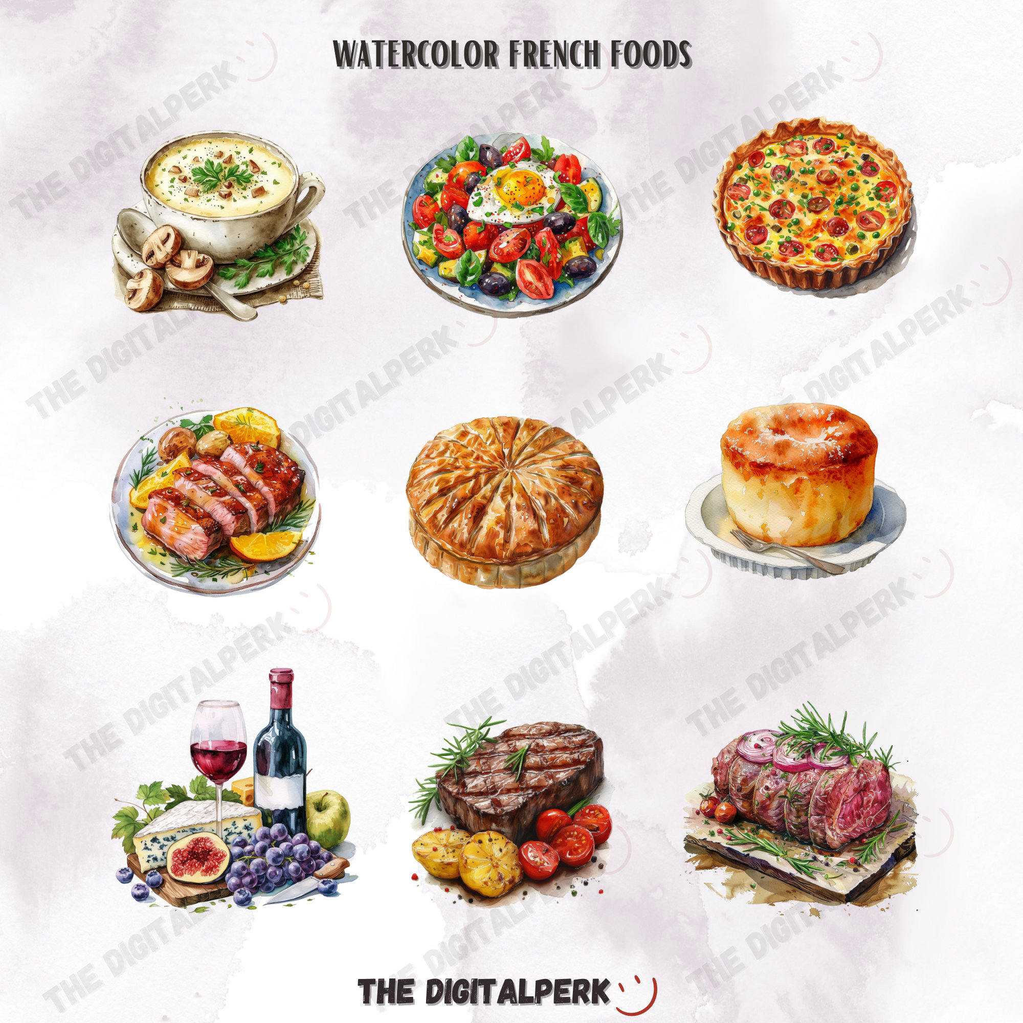 Watercolor French Foods Clipart Bundle - for Commercial Use and Others ...