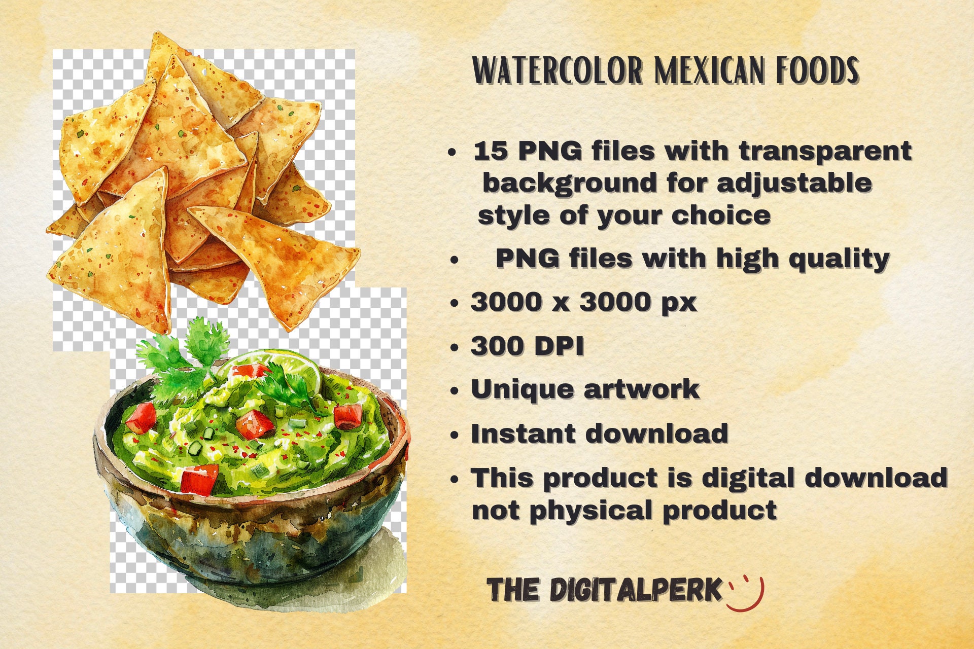 Watercolor Mexican Foods Clipart Tacos, Burritos, Guacamole, and More ...