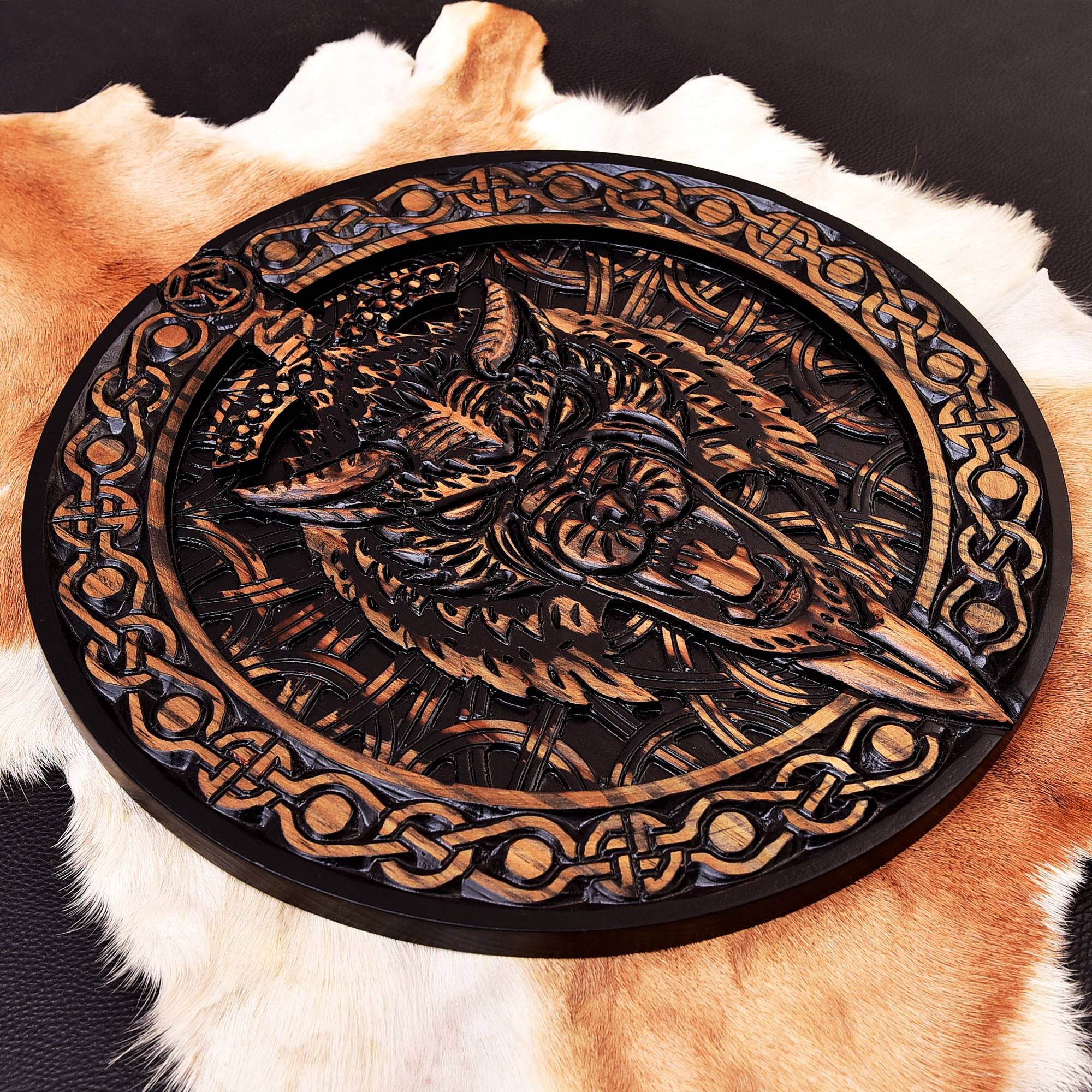 Norse Fenrir Shield, Medieval Viking Wolf Shield, Viking Round Shield ...