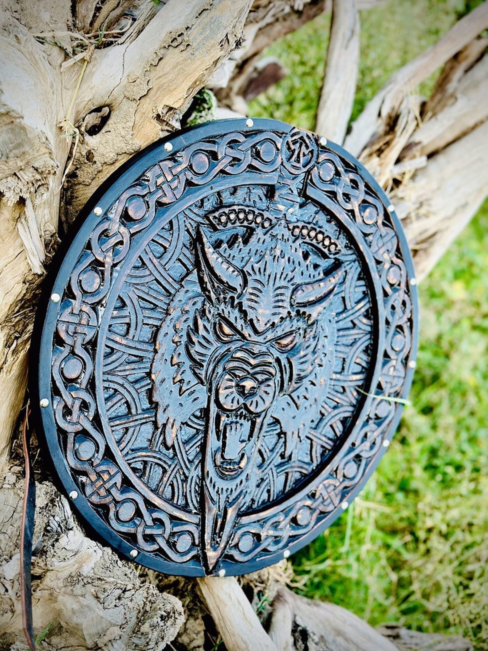 Norse Fenrir Shield, Medieval Viking Wolf Shield, Viking Round Shield ...