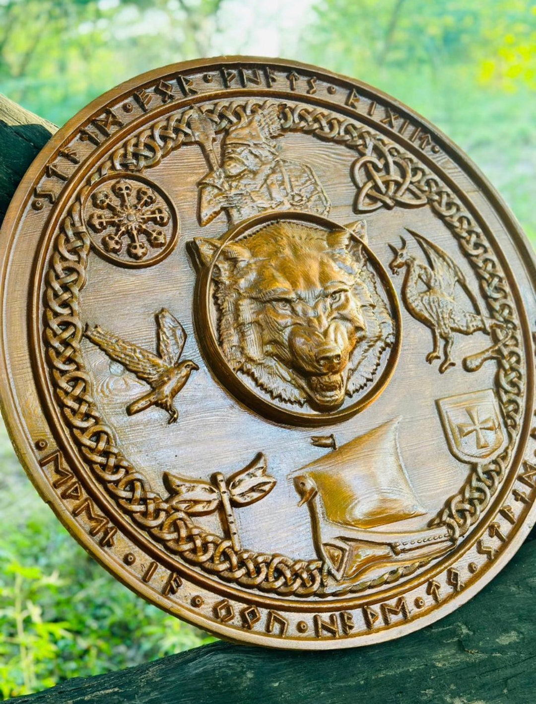 Custom Medieval/norse Fenrir Shield, Hand-carved Wood, Viking Wolf ...