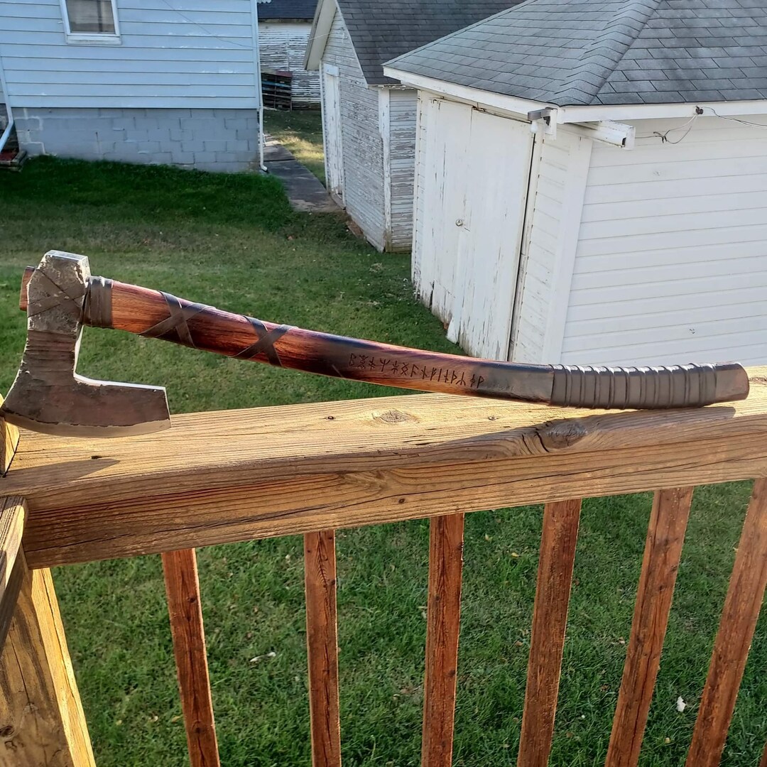 Viking Forged Axe, Medieval Viking Axe Replica With Norse Symbols ...