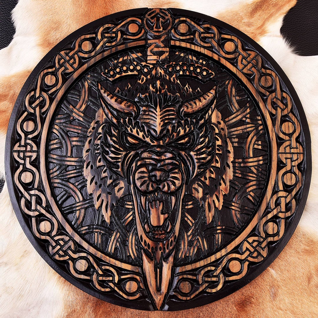 Norse Fenrir Shield, Medieval Viking Wolf Shield, Viking Round Shield ...