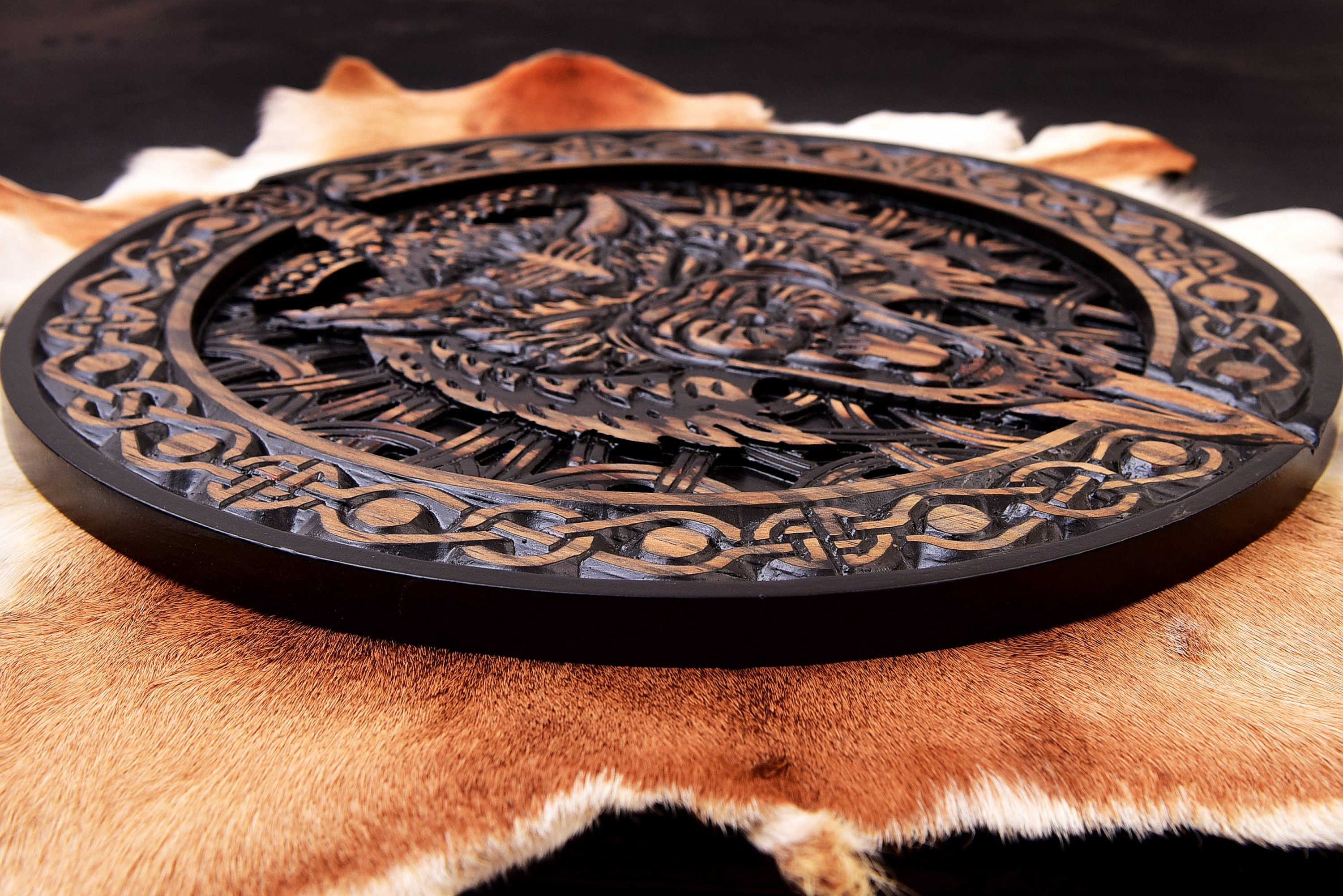 Norse Fenrir Shield, Medieval Viking Wolf Shield, Viking Round Shield ...