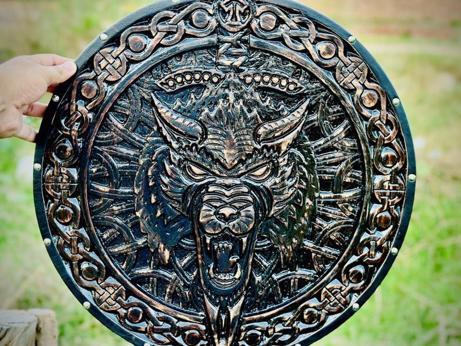 Norse Fenrir Shield, Medieval Viking Wolf Shield, Viking Round Shield ...