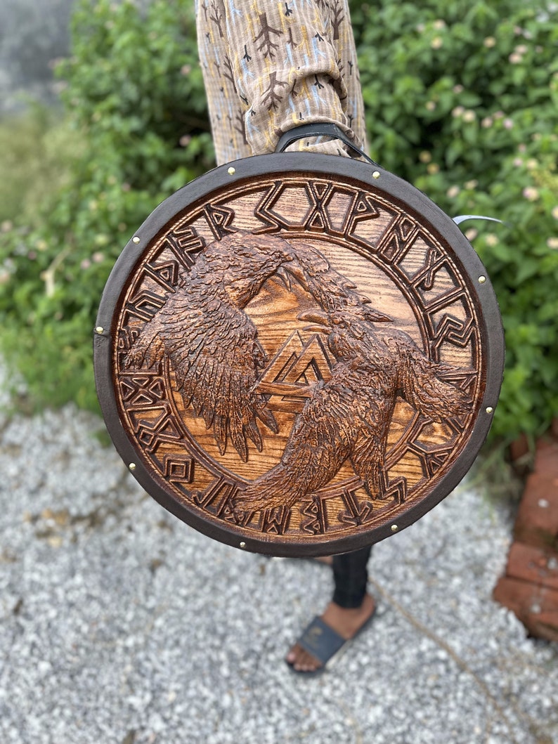 Medieval Axe & Shield Set Custom Viking Shield Carved Viking Gift Wall ...