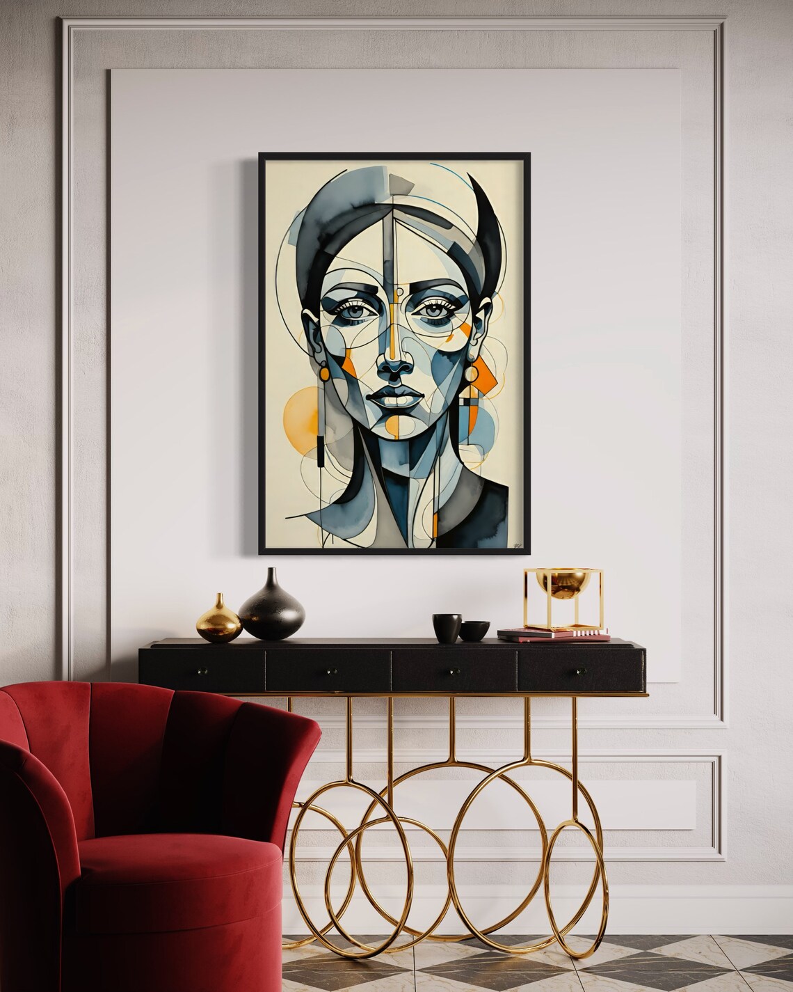 Abstract Face Digital Print Set of 3, Face Line Art Printable Wall Art ...