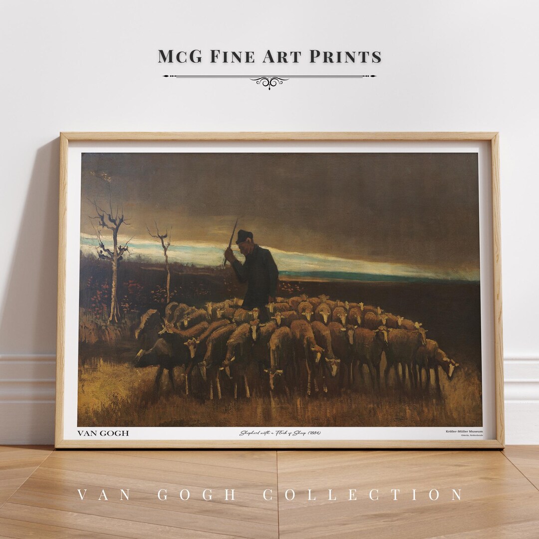 Shepherd With a Flock of Sheep Van Gogh Print Gallery Wall Art Vintage ...
