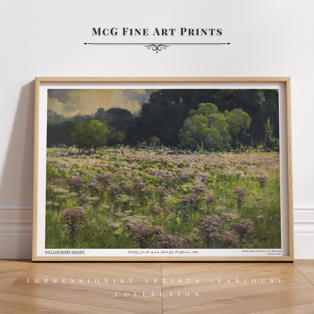 Field of Joe Pie Weeds Gallery Wall Art Print Vintage Landscape Oil ...