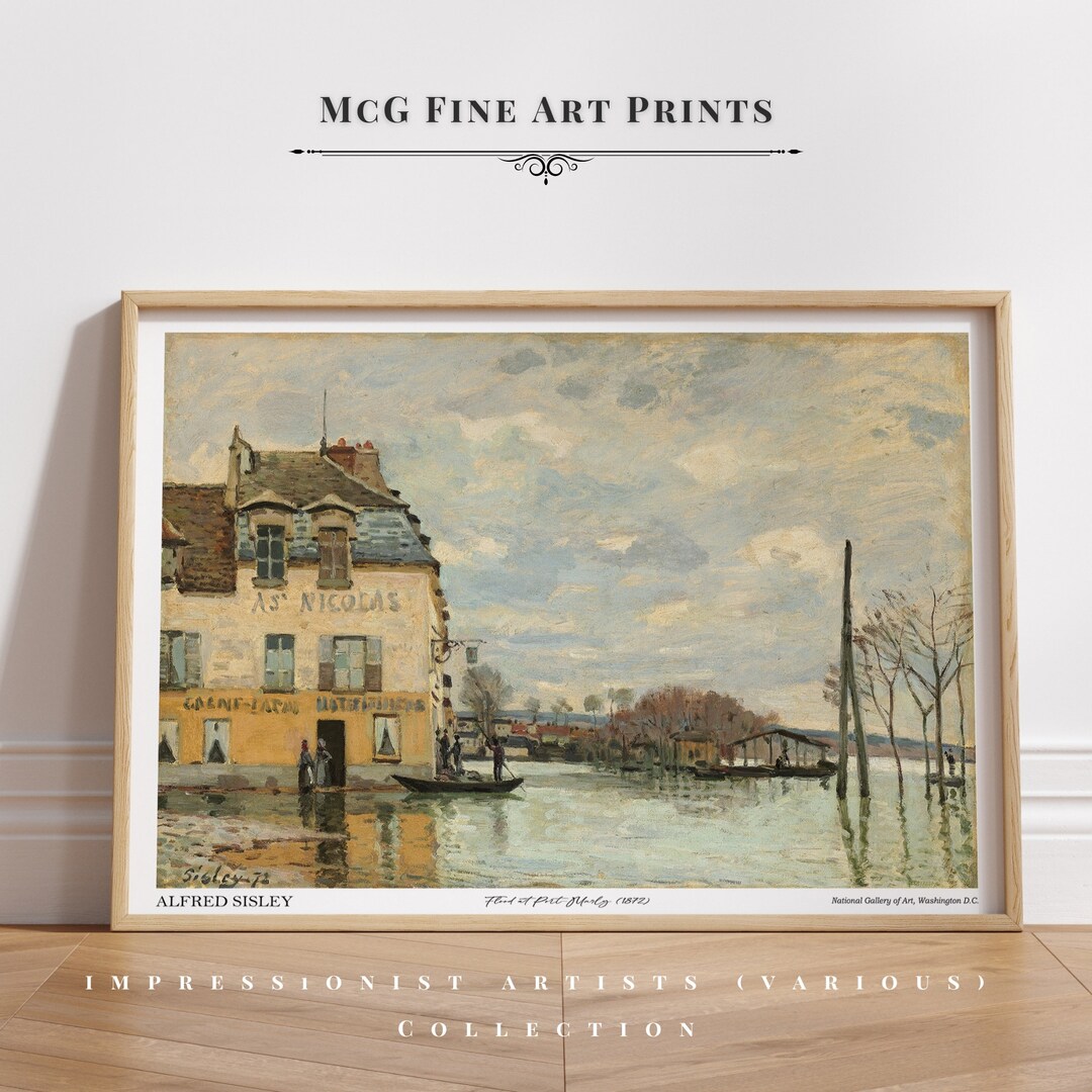 Flood at Port Marly Gallery Wall Art Print Vintage European Landscape ...
