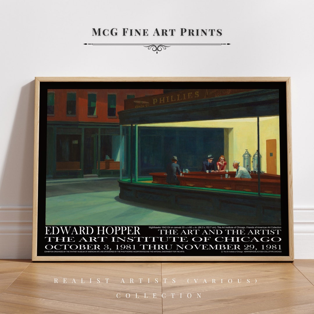 Nighthawks Exhibition Poster Gallery Wall Art Print Mid Century Modern ...