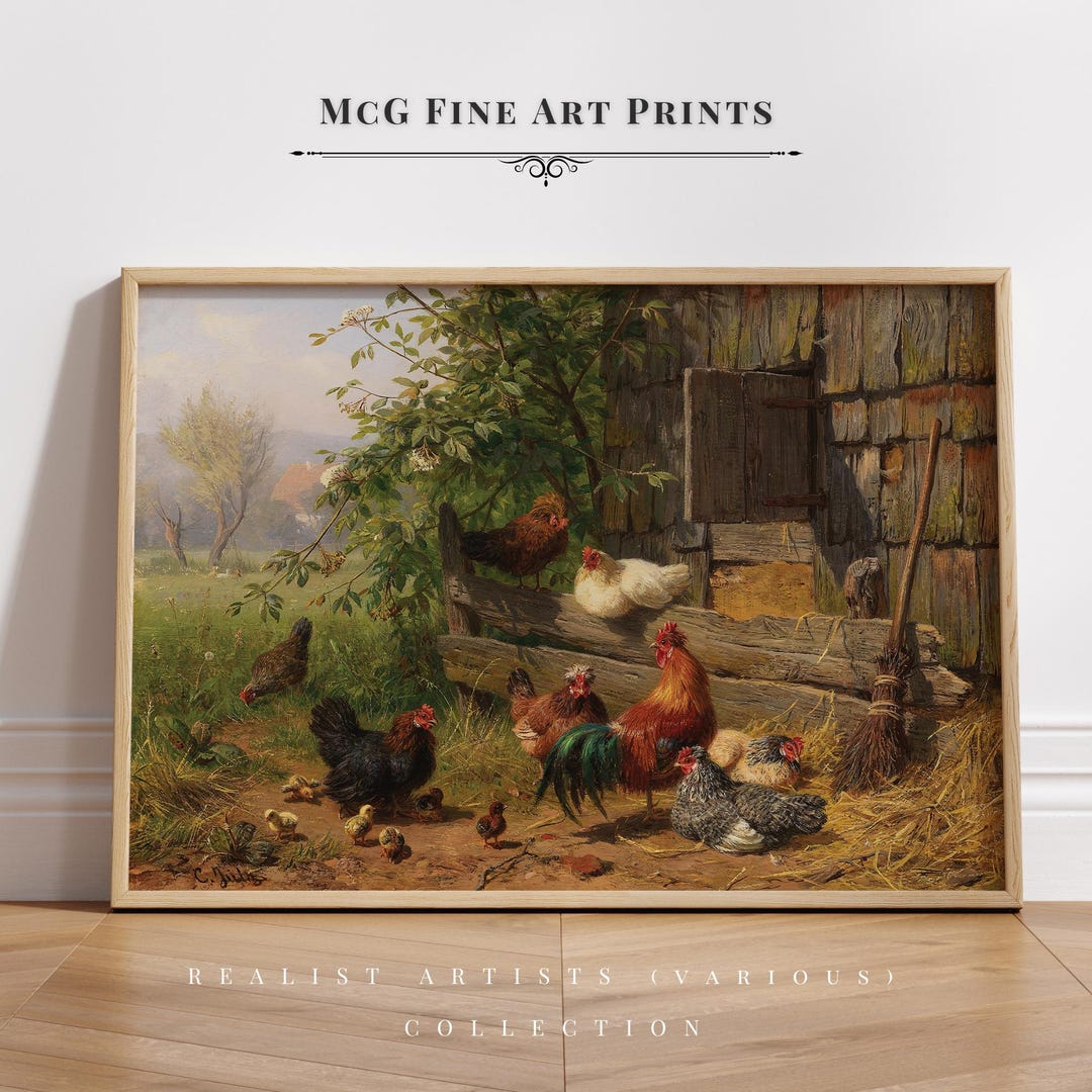 Chicken Yard Gallery Wall Art Print Vintage Aesthetic Landscape Country ...