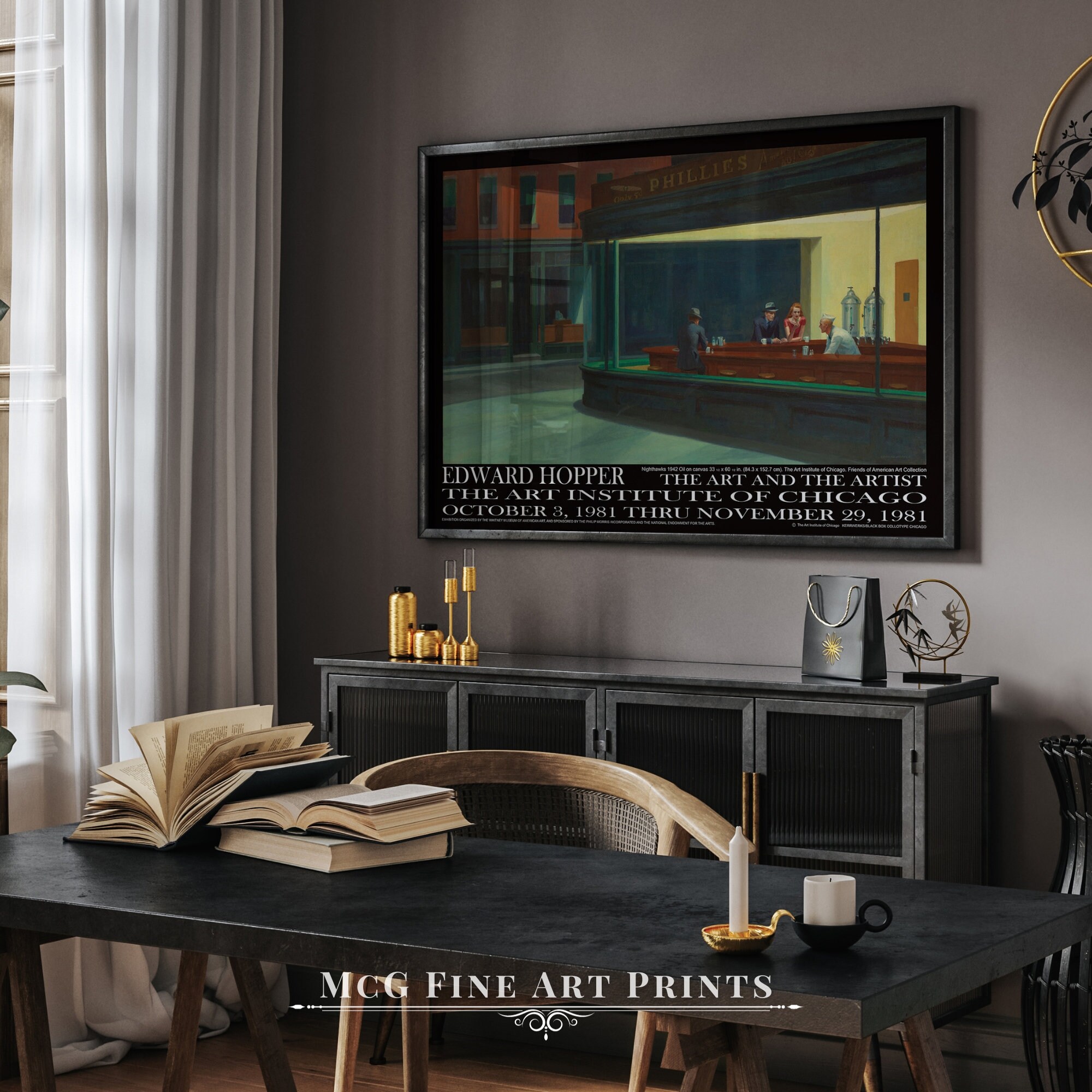 Nighthawks Exhibition Poster Gallery Wall Art Print Mid Century Modern ...