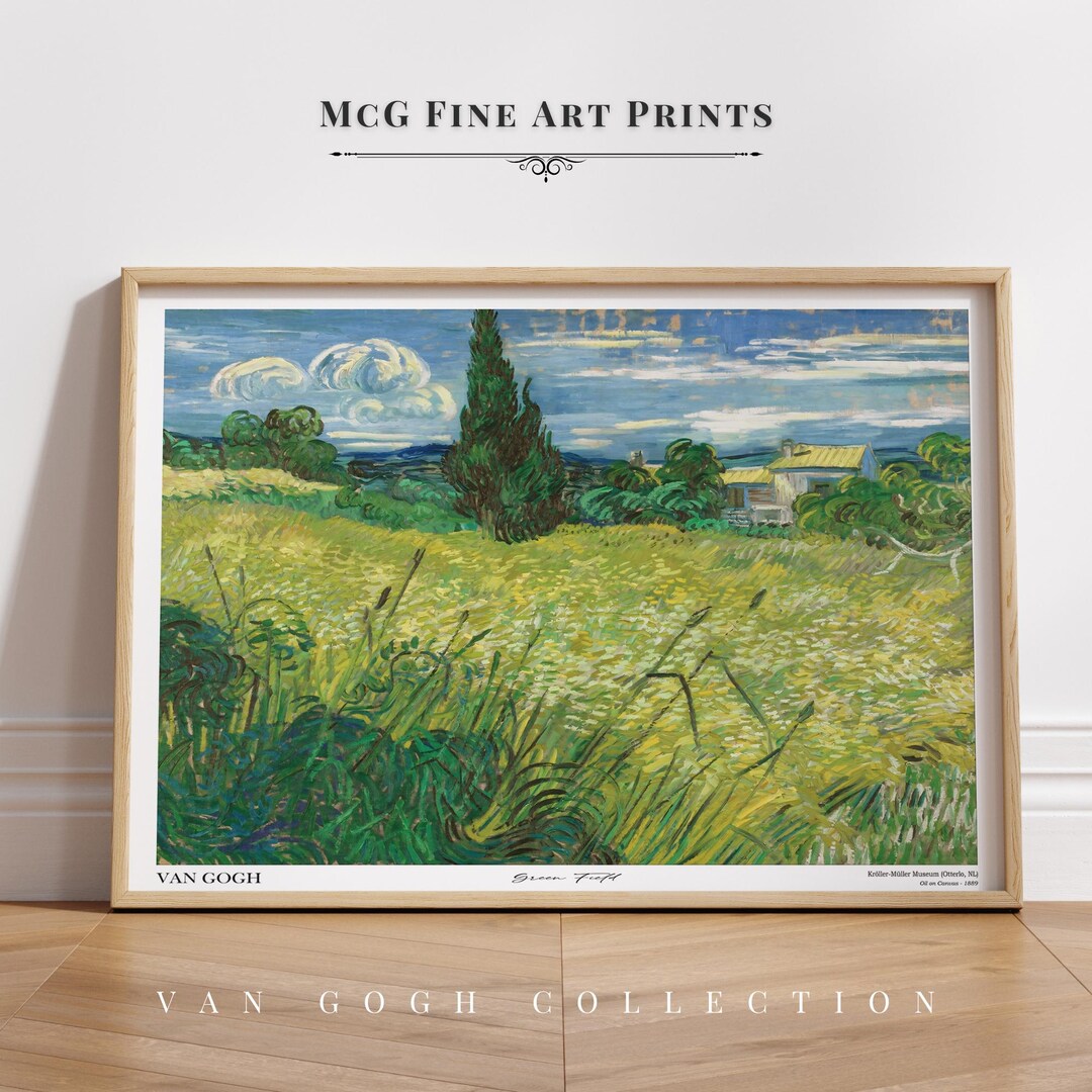 Green Field Van Gogh Gallery Wall Art Print Vintage French Countryside ...
