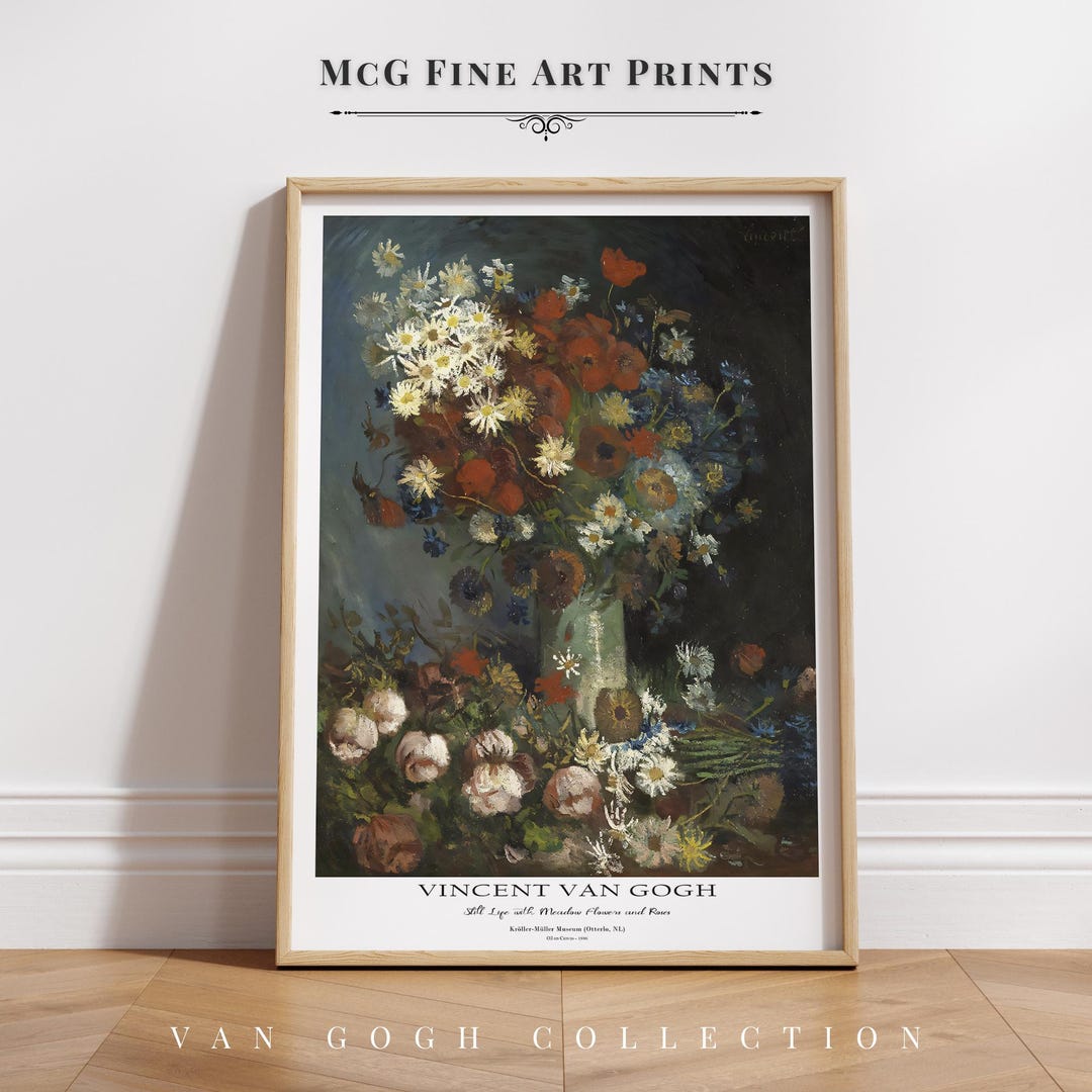 Still Life With Meadow Flowers and Roses Vintage Van Gogh Floral Wall ...