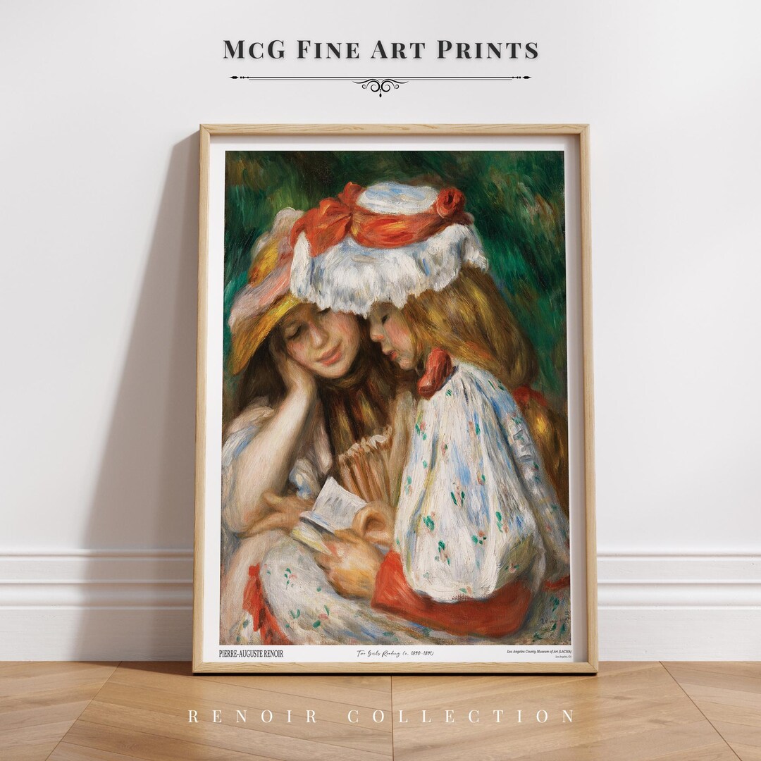 Two Girls Reading Gallery Wall Art Print Vintage Oil Painting Poster ...