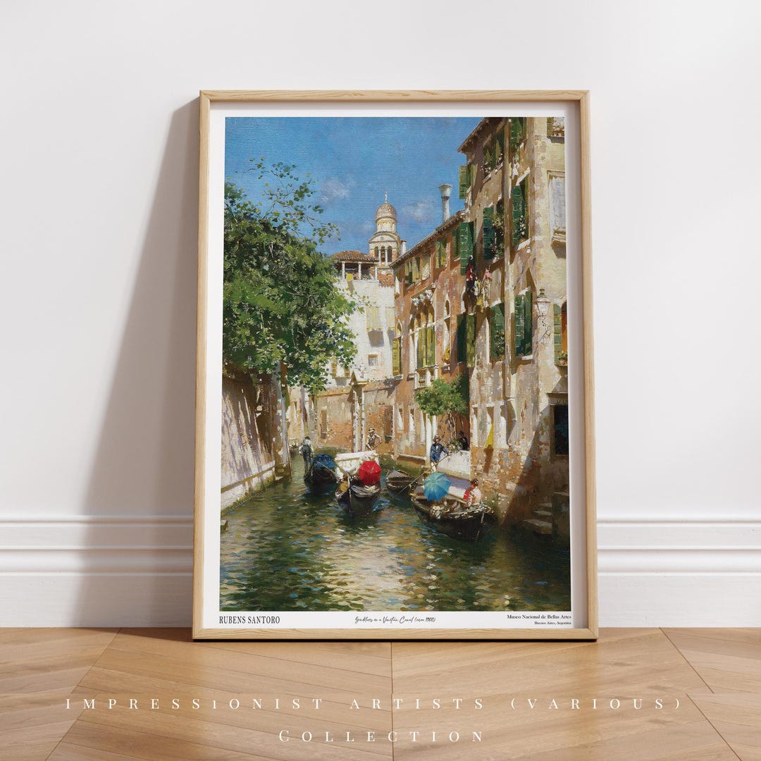 Gondoliers on a Venetian Canal Gallery Wall Art Poster Print Vintage ...
