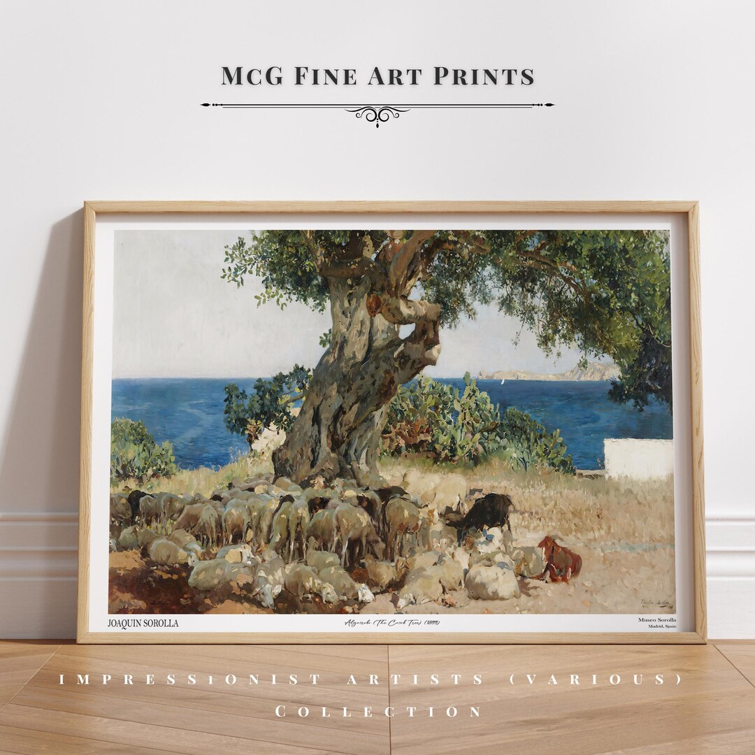 The Carob Tree Gallery Wall Art Print Vintage Mediterranean Landscape ...
