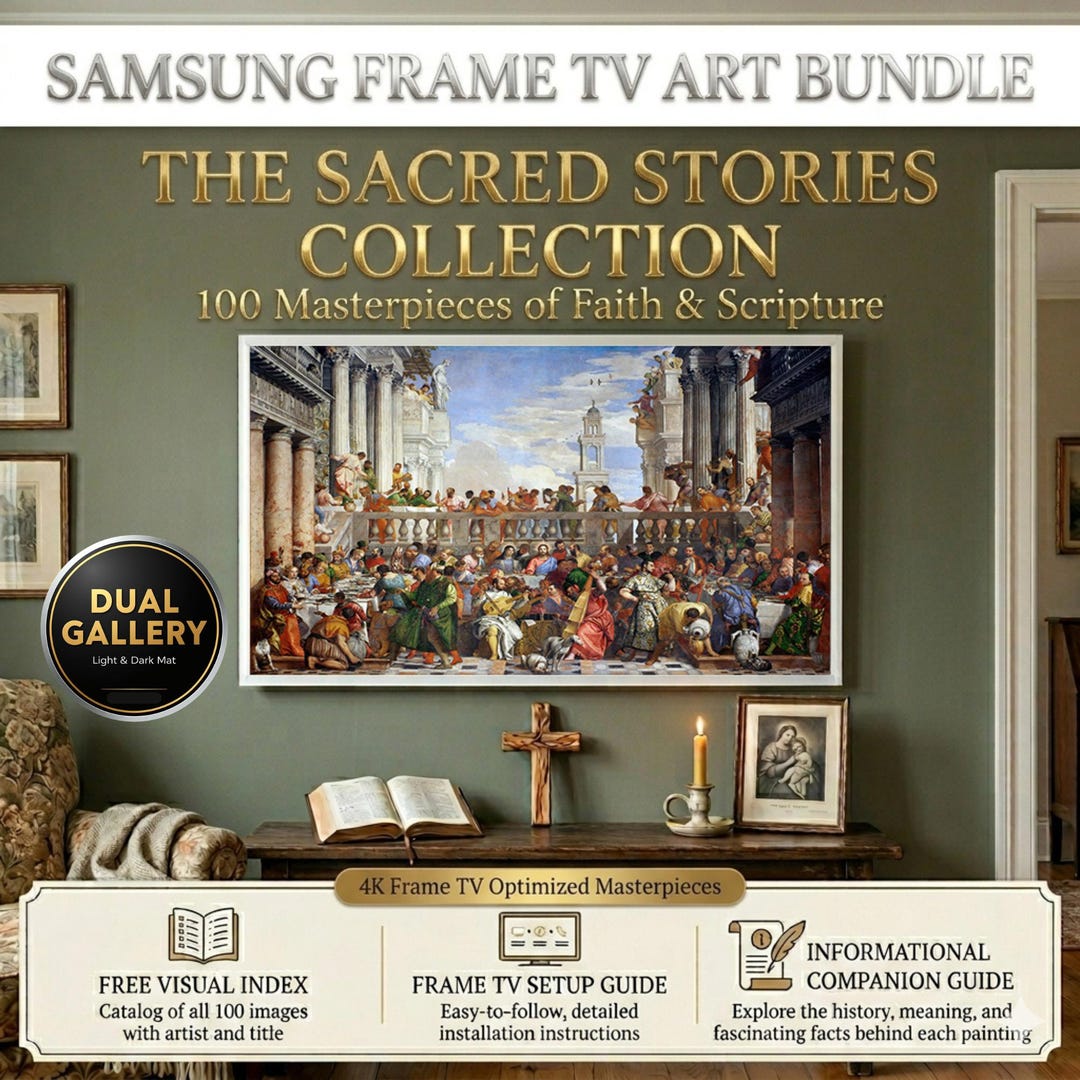 100 Vintage Christian Frame TV Art Samsung Antique Catholic Bible Story ...