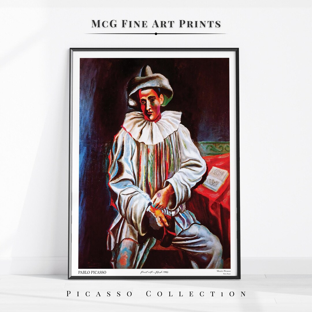 Pierrot With a Mask Picasso Gallery Wall Art Print Mid Century Modern ...